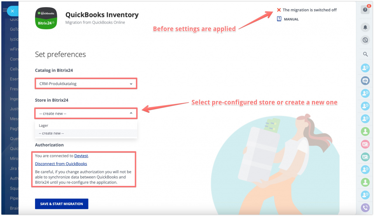 Migrate stock with QuickBooks Inventory